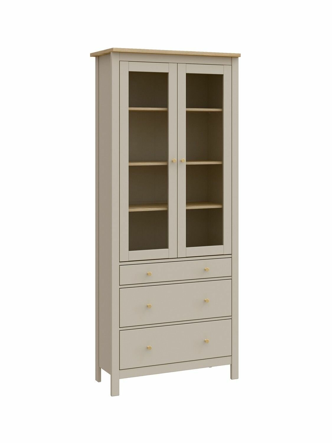 Сага шкаф с витриной 90 кашемир/ясень, ГУД лакк