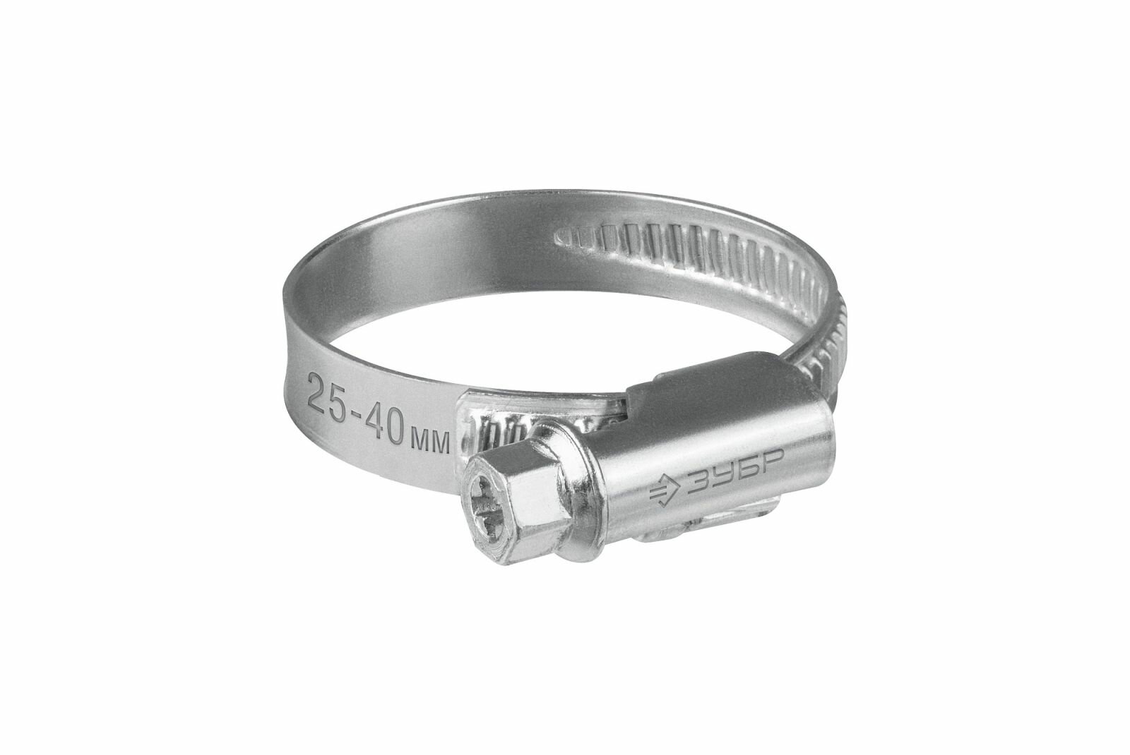 Хомуты стальные ЗУБР Х-9Н, 25-40 мм, накатная лента 9 мм, цинк, 50 шт, червячные