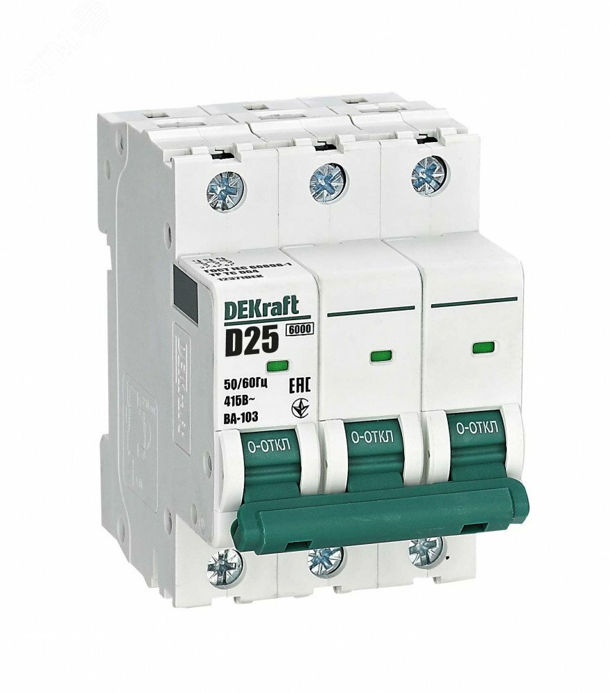 Выключатель автоматический ВА-103 3P 25А D 6кА новый Dekraft 12371DEK