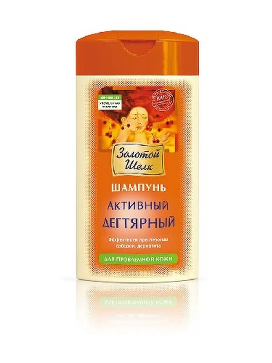 Золотой шелк шампунь активный дегтярный