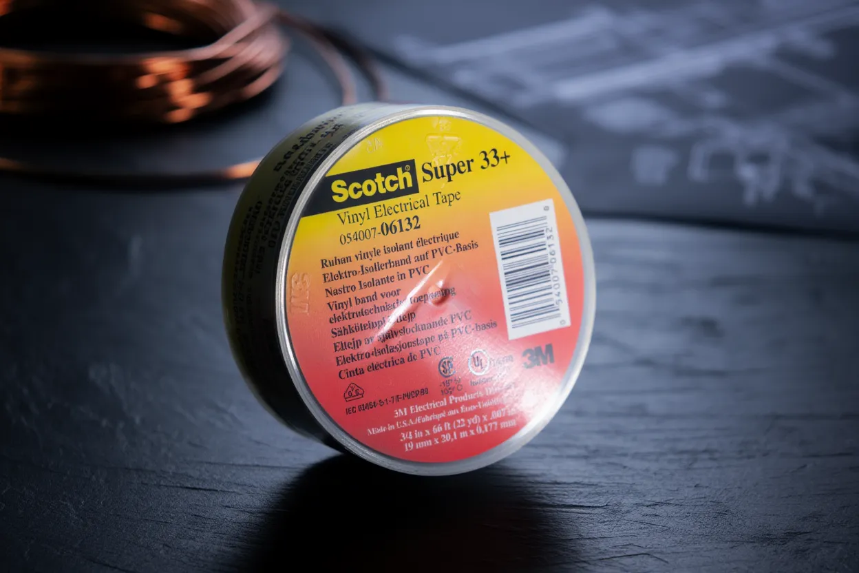 Изолента черная 3м Scotch Super 33+ (3m) высшего класса ПВХ.