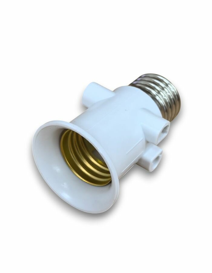 Патрон-переходник с цоколя E27 на E27 с выходами на розетки "жулик" Белый A7A27WEAY