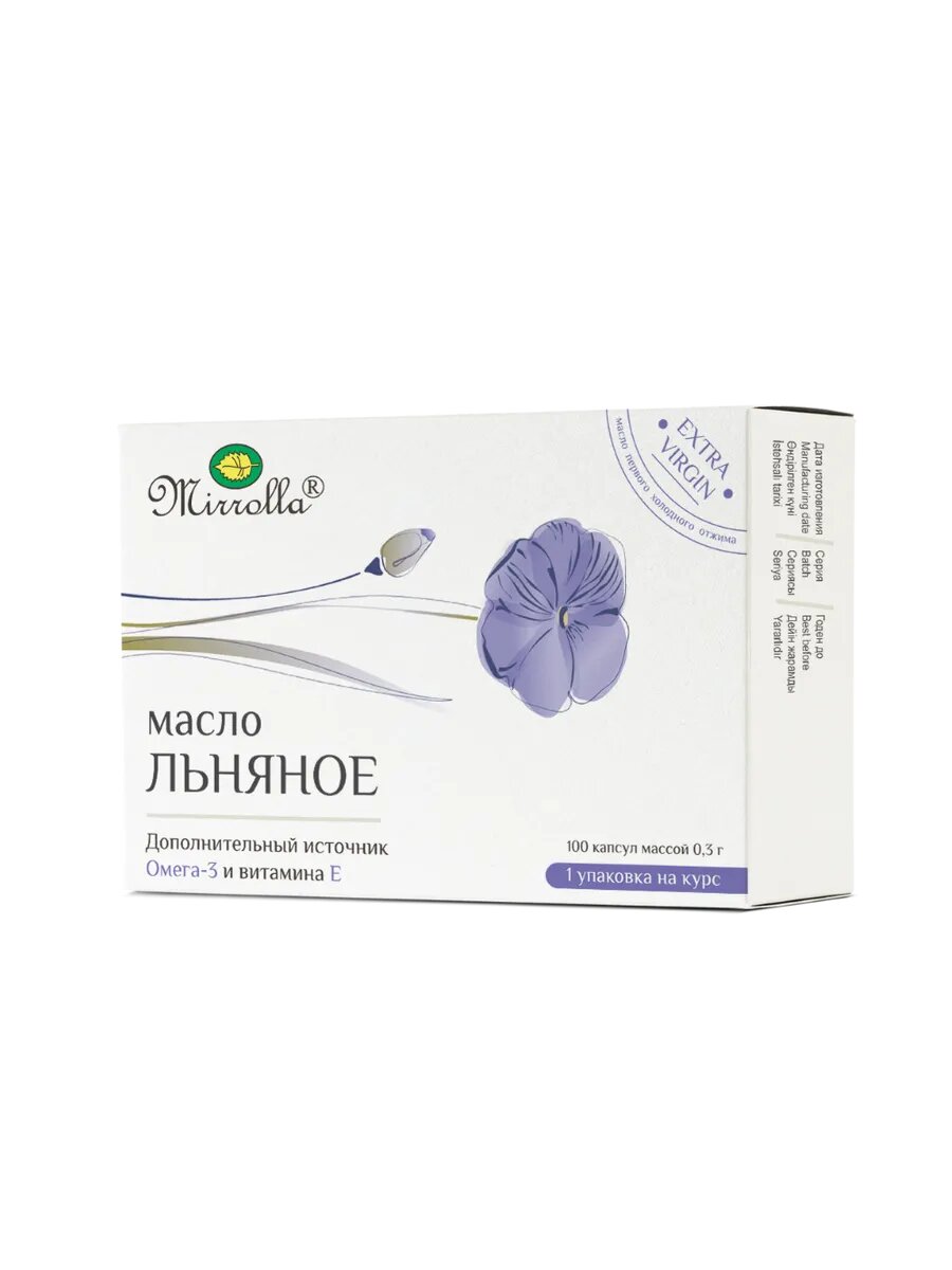 Mirrolla льняное масло комплекс с витамином е 100 шт. капсул