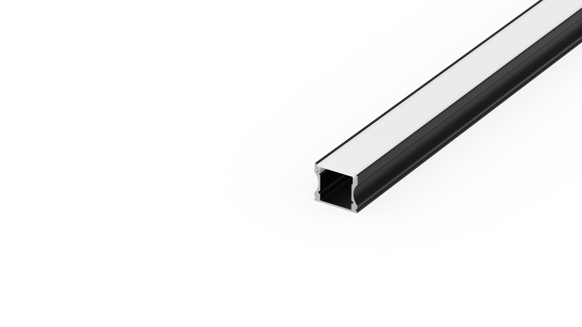 Накладной профиль 17,2х14,4мм, длина 2 метра, матовый экран, 4 заглушки, 4 крепежа, цвет черный, Donel