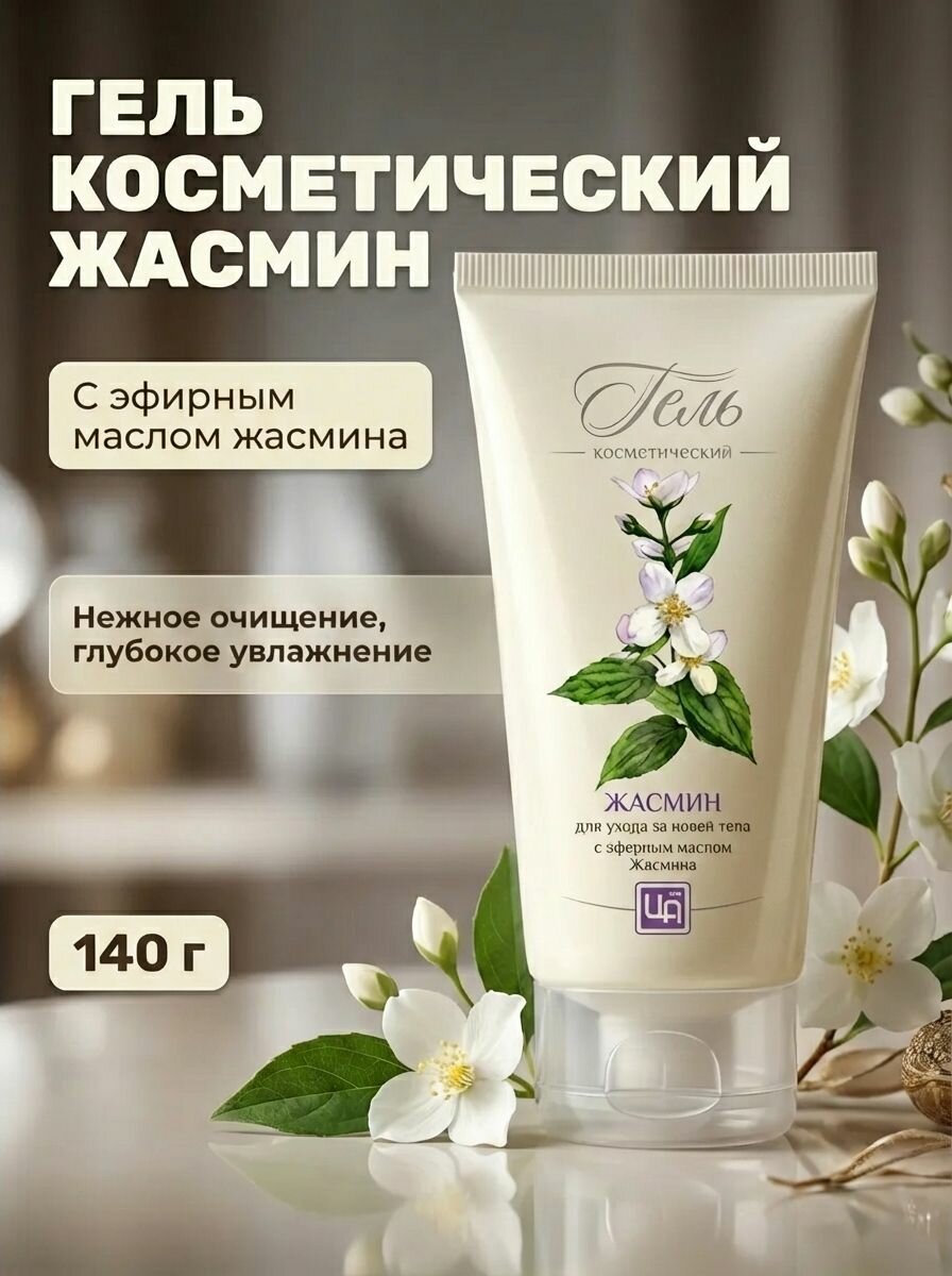 Гель косметический Жасмин для ухода за кожей тела с гиалуроновой кислотой и фитогормонами, 140 г