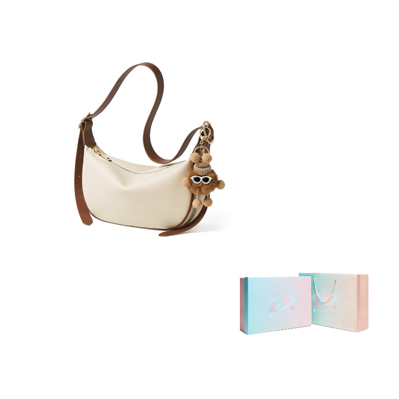 Сумка Dumpling Bag женский Narandu Crescent Crossbody Cow Leather Oat Medium Size