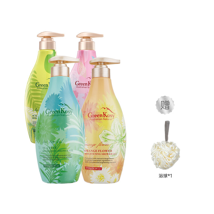 Гель для душа унисекс GreenKosy Neroli Чайное дерево, 700г*2, ароматный, очищающий, увлажняющий