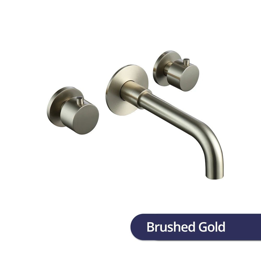 Кран для раковины в стиле "Brushed Rose Gold" из 100% сплошного латуня, настенный кран для раковины с обработкой "Brushed Gold", смеситель для раковины с горячей и холодной водой для ванной комнаты