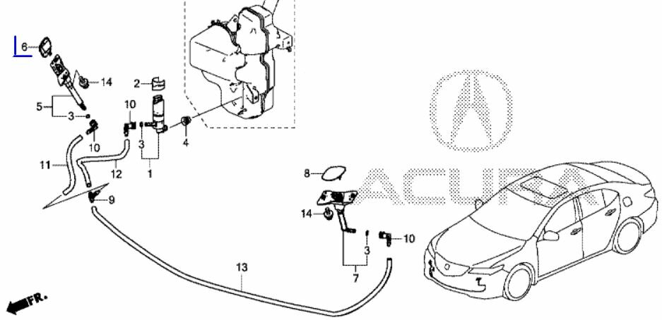 Крышка, прав. омыватель фары, форсунка *NH731P*; Артикул Honda/Acura: 76882TZ3C00ZF (Оригинал)