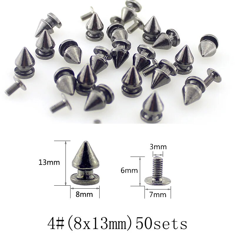 Заклепки декоративные черные 8x13mm 50шт