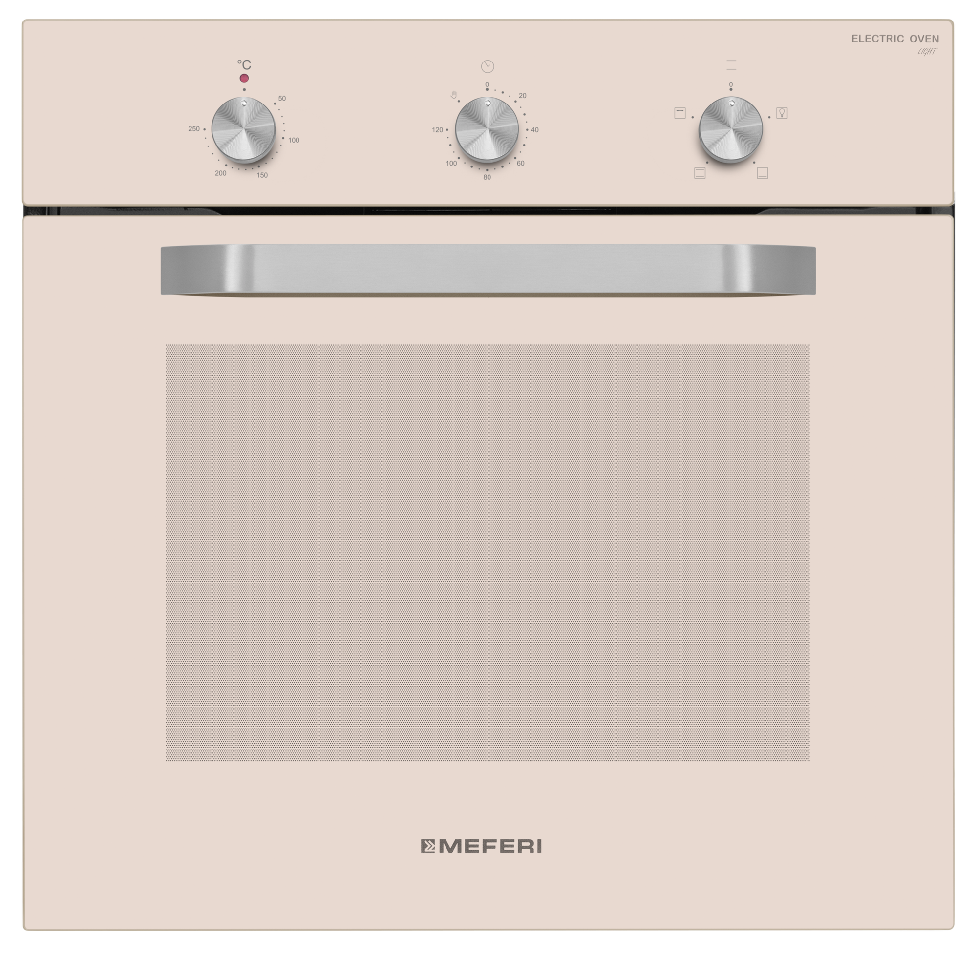Духовой шкаф электрический MEFERI MEO604BG LIGHT 2350 Вт, бежевый, с грилем, ширина 60 см, серый цвет, 4 режима