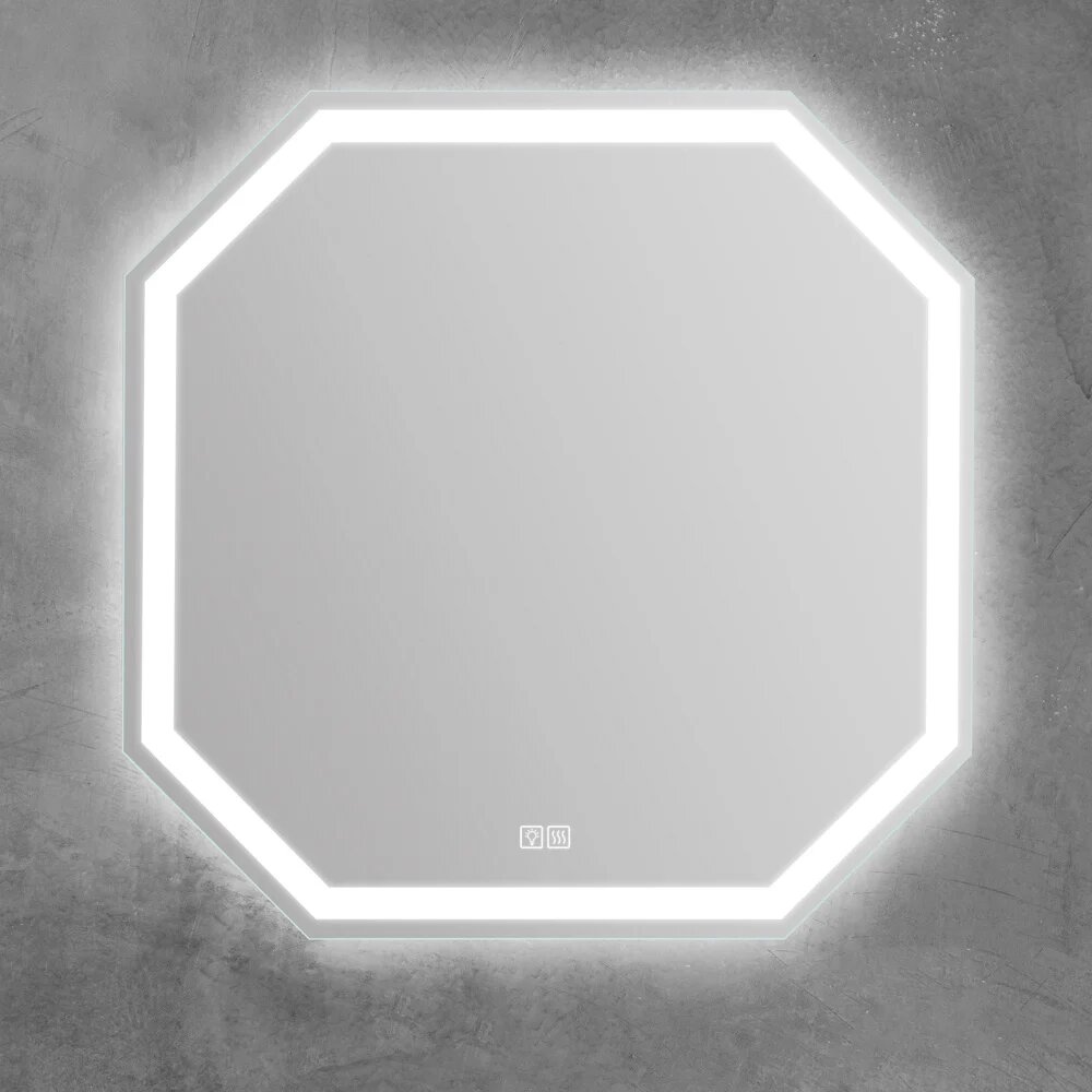 Зеркало BelBagno SPC-OTT-800-800-LED-TCH-WARM со светодиодной подсветкой, с подогревом, 80 см, с сенсорным управлением, пластиковое, в современном стиле