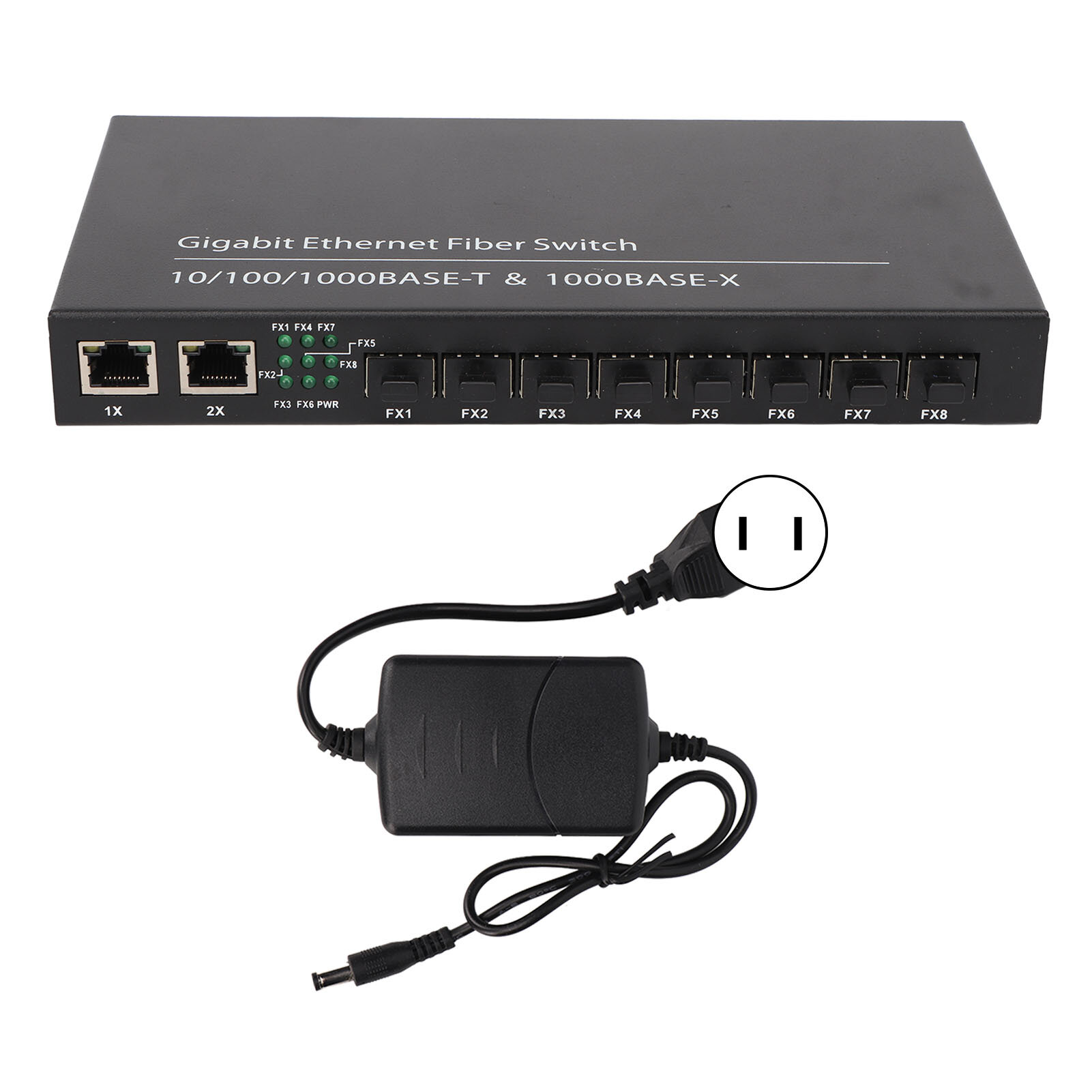 Гигабитный ethernet оптоволоконный коммутатор 8 оптических портов 2 электрических до 120 км rj45 sfp медиаконвертер 100 240v вилка сша