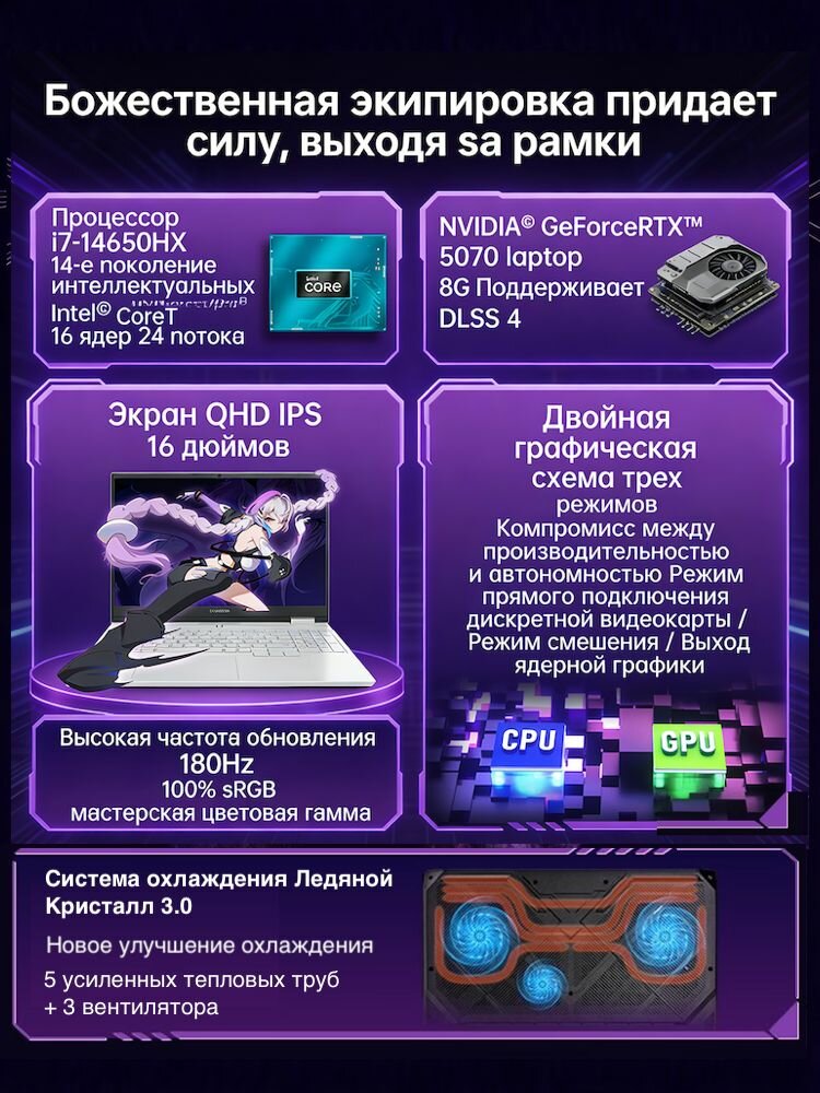 Игровой ноутбук Colorful P16 Pro, i7-14650HX, RTX5070, 16ГБ/2ТБ, Русская раскладка — фото 1