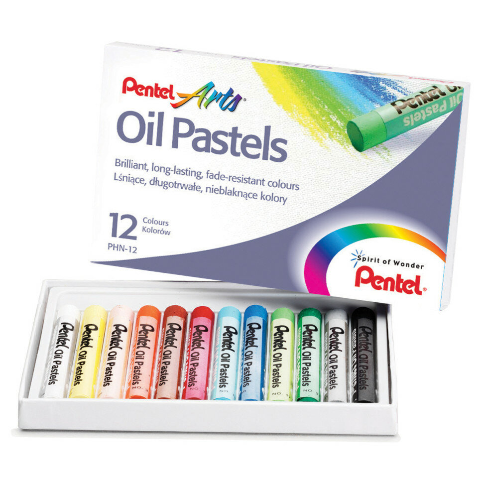 Пастель масляная Pentel, 12 цветов, картон. упаковка, 154944