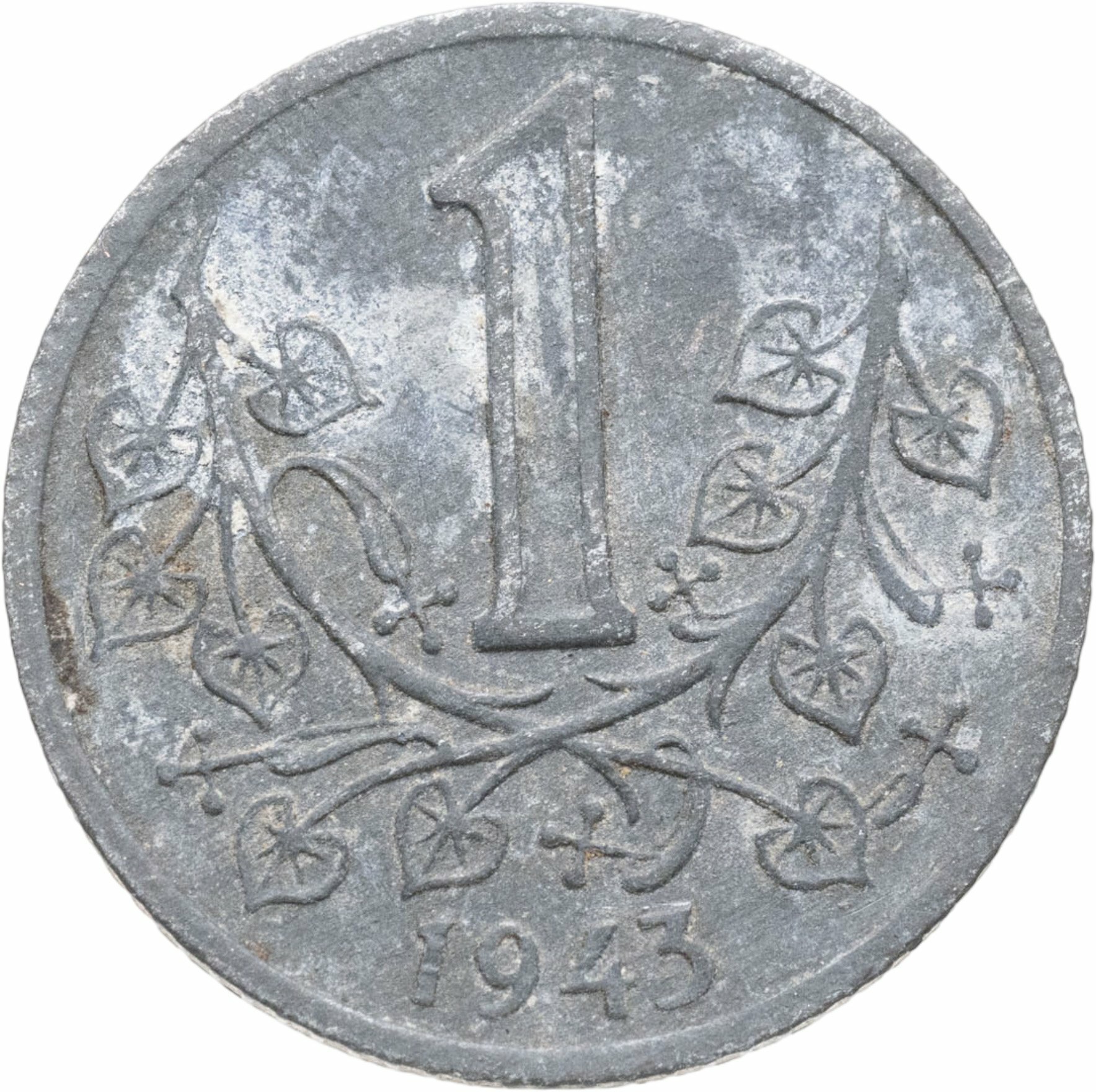 Богемия и Моравия 1 крона crown 1943, Цинк, в сохранности VF