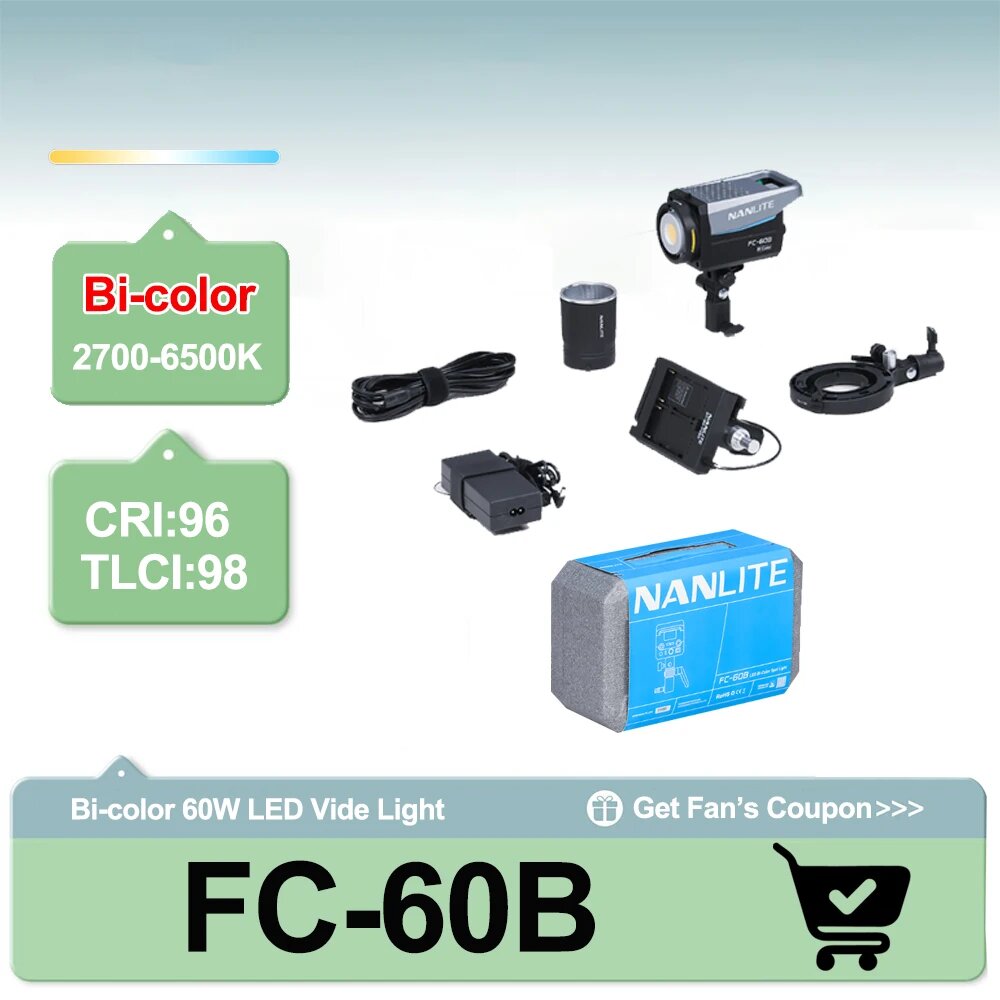 Nanlite FC-60B FC-120B Двухцветный светодиодный прожектор 2700K-6500K Свет для фотографии Видеосвет для прямой трансляции Наружная студия