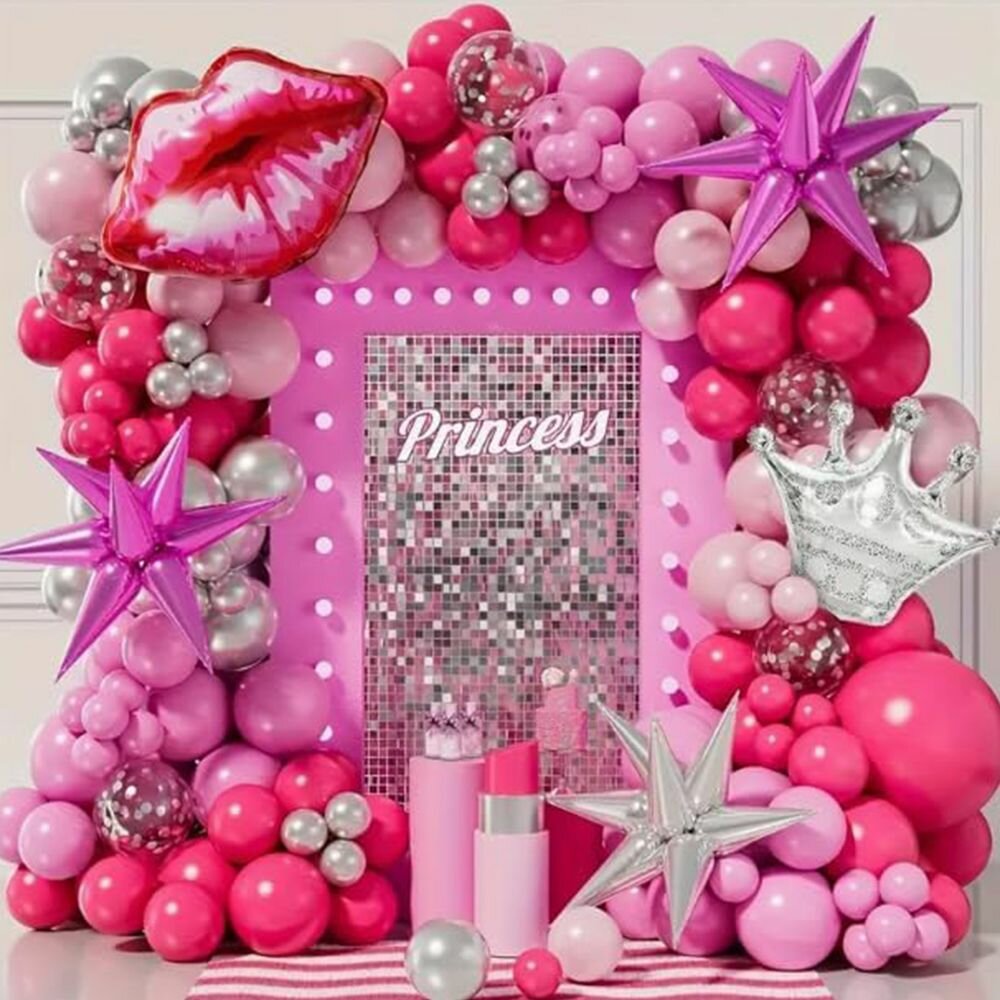 Воздушные шары розовые Barbie Princess для детского дня рождения, набор шаров для фото зоны, декор комнаты