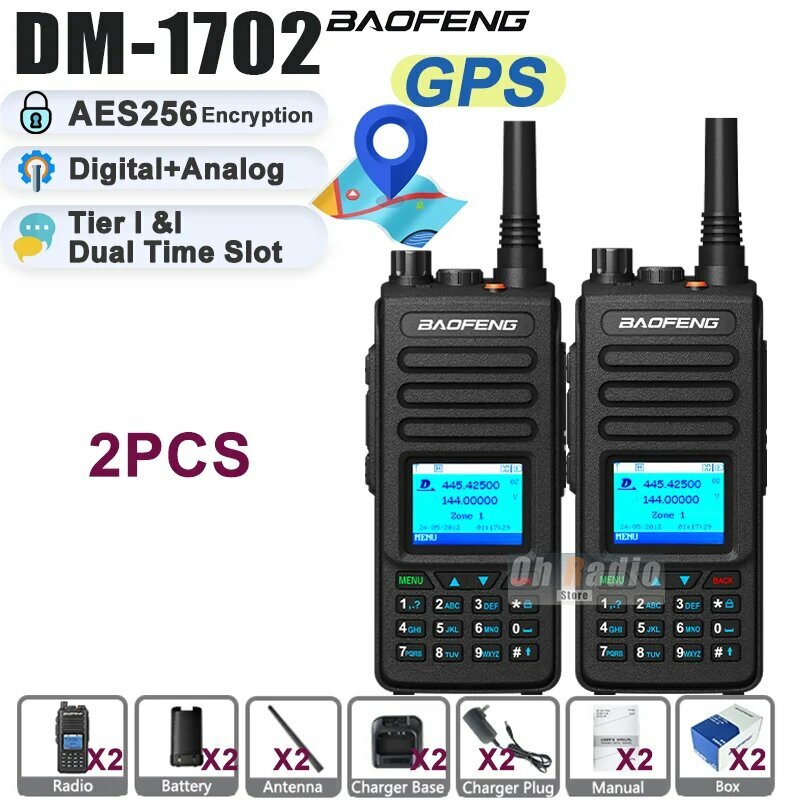 Безжиковая рация Baofeng DM-1702 с GPS цифровое мобильное радиоширяющее устройство с шифрованием AES256 SMS-рассылка цифровой уровень 1+2 двусторонняя полоса двусторонний режим аналоговый