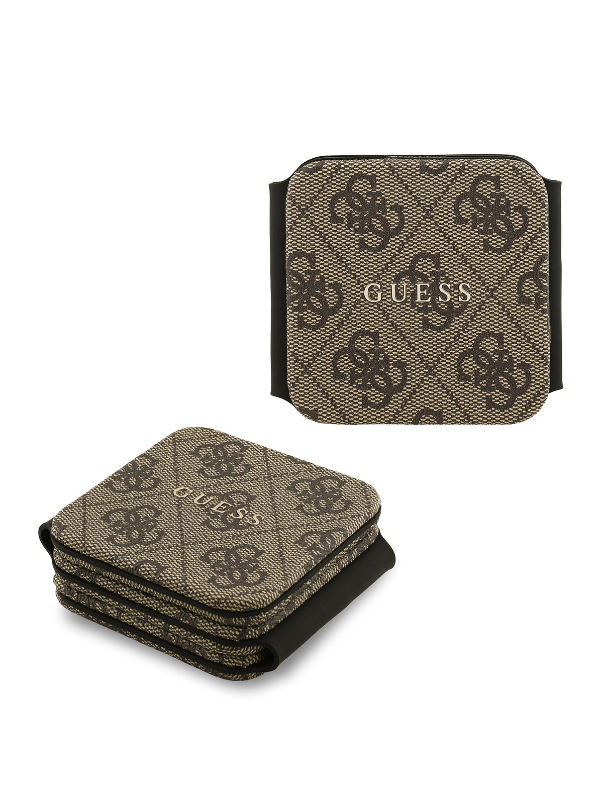 Беспроводная складная зарядная док-станция GUESS 3-в-1 Magsafe 15W для одновременной зарядки iPhone, Apple Watch, Airpods, в комплекте кабель USB-C, 4G, коричневая
