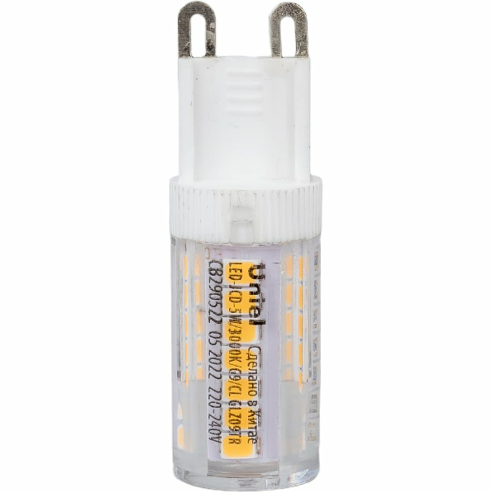 Светодиодная лампа Uniel LED-JCD-5W/3000K/G9/CL GLZ09TR прозрачная UL-00006748