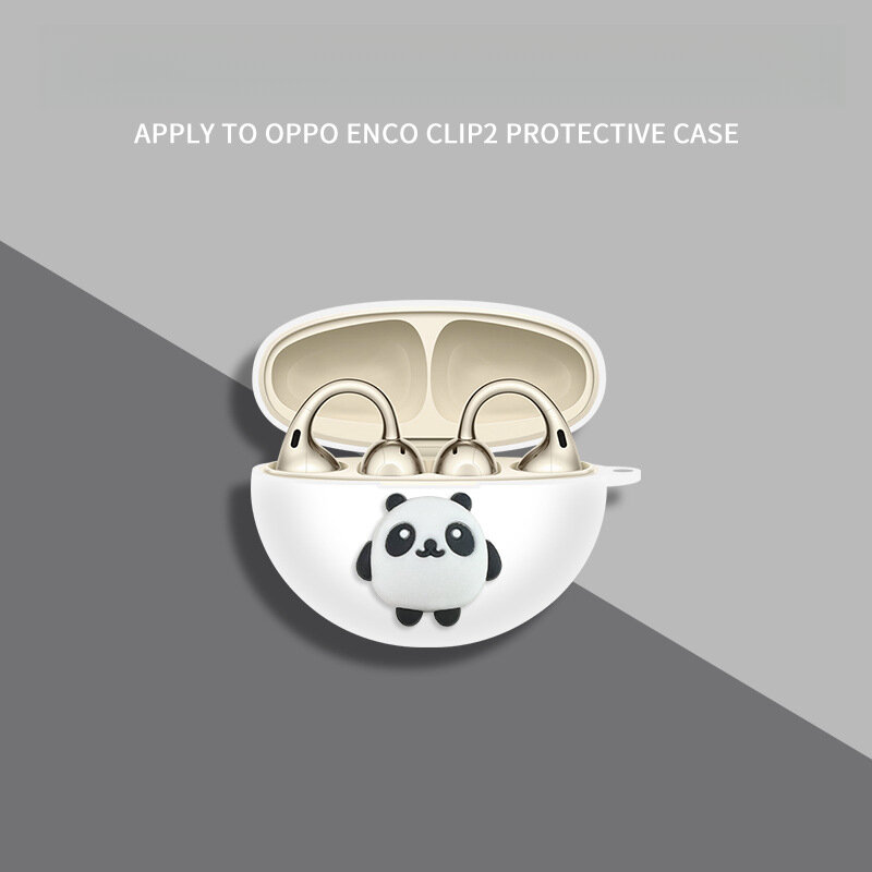 Чехол для OPPO Enco Clip2 Белая панда с карабином для Air4/Pro