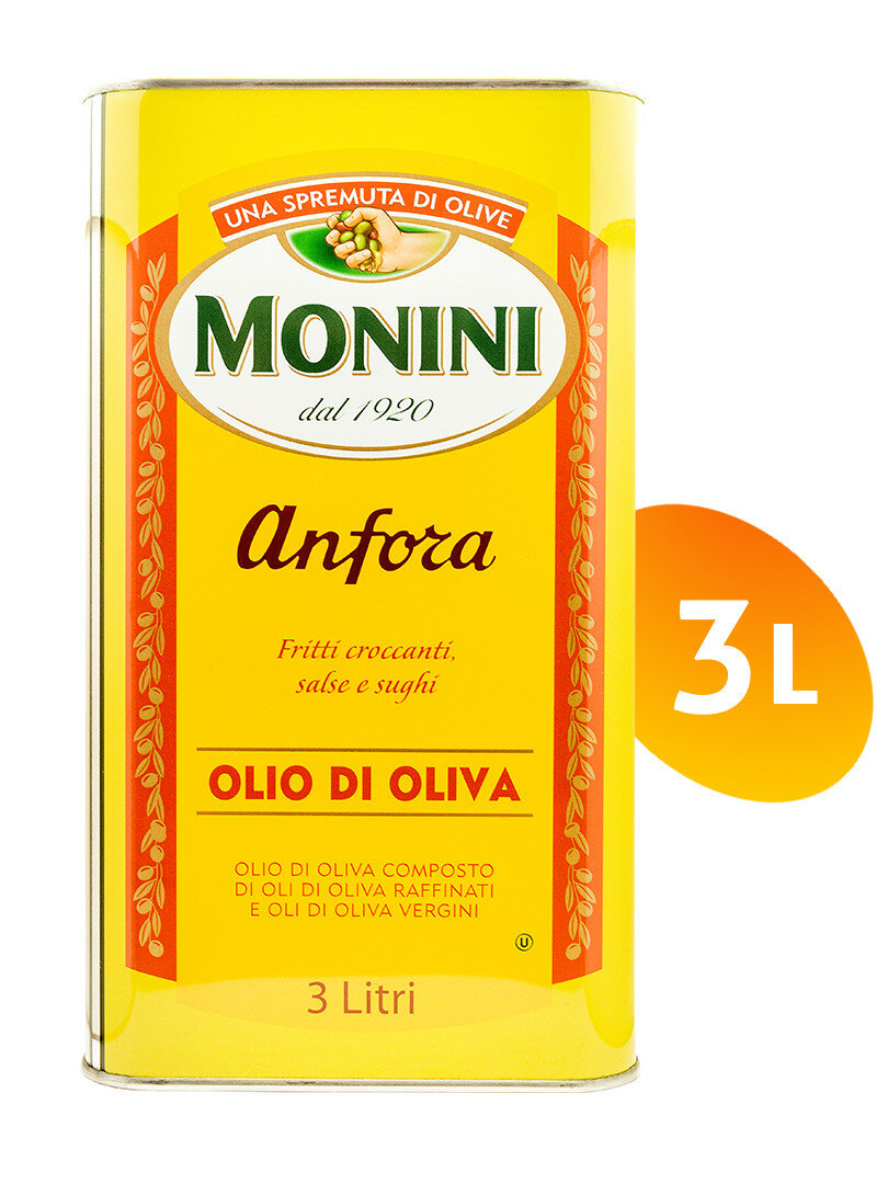 Масло оливковое Monini Anfora рафинированное с добавлением нерафинированного оливкового масла, 3л
