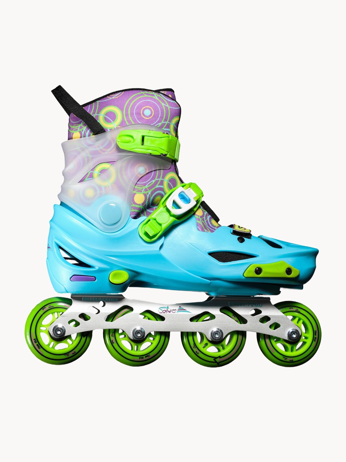 Роликовые коньки Saimaa Happy Racer 38-41, раздвижные, жёсткий ботинок, голубой