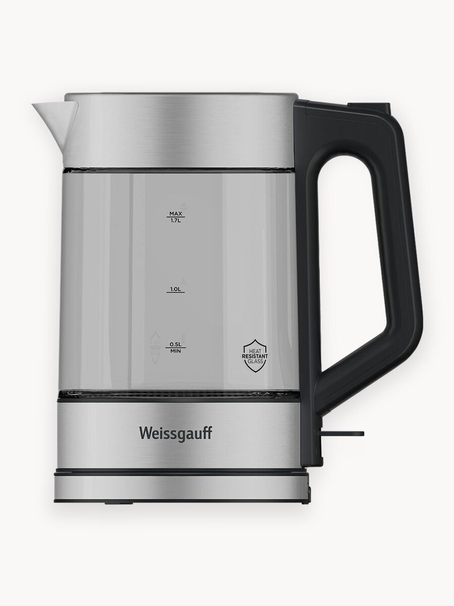 Чайник электрический Weissgauff WK 1720 EcoGlass Inox, объем 1.7 л