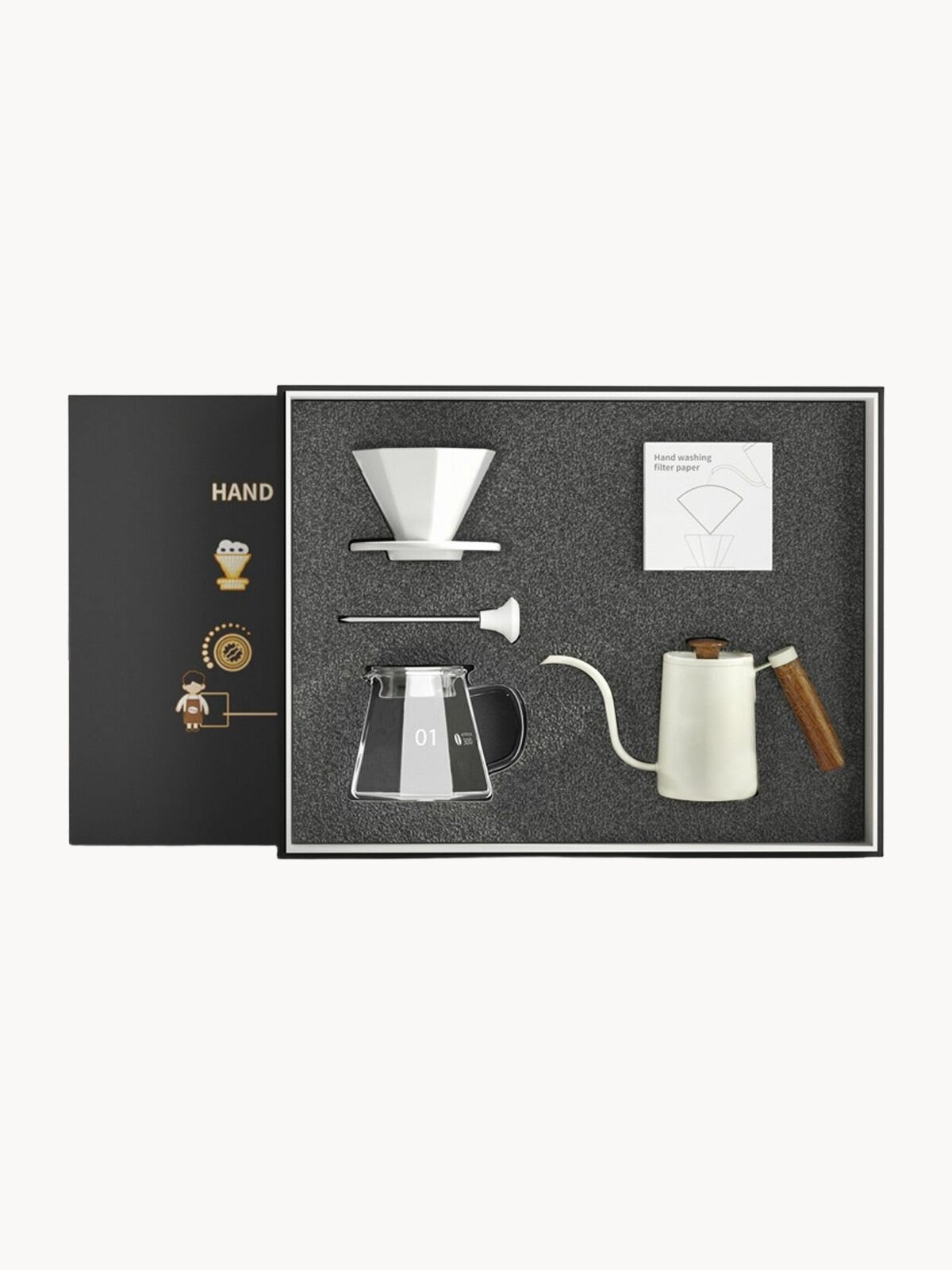Набор для заваривания кофе Пуровер (5 предметов, белый)