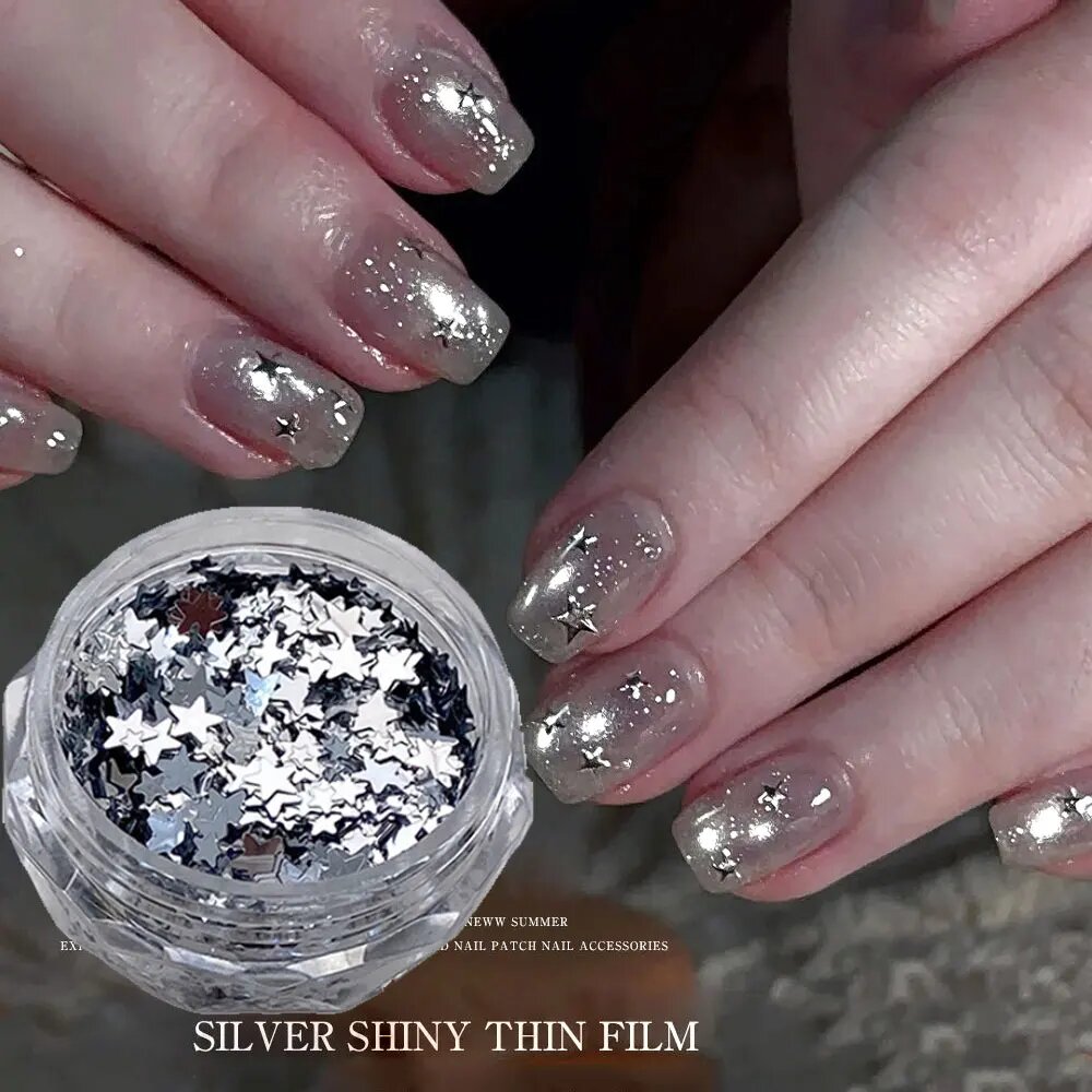 MingLee блестящие пайетки для ногтей 1jar-silver star