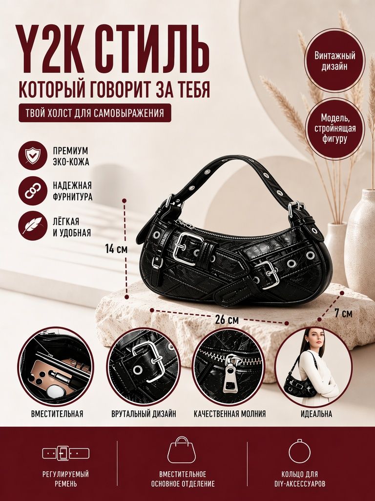 Сумка багет, на плечо