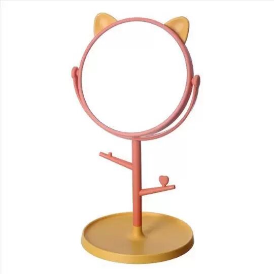 Складное зеркало для ванной комнаты Cat Ear F828-2, оранжевый и розовый цвет, установка без сверления