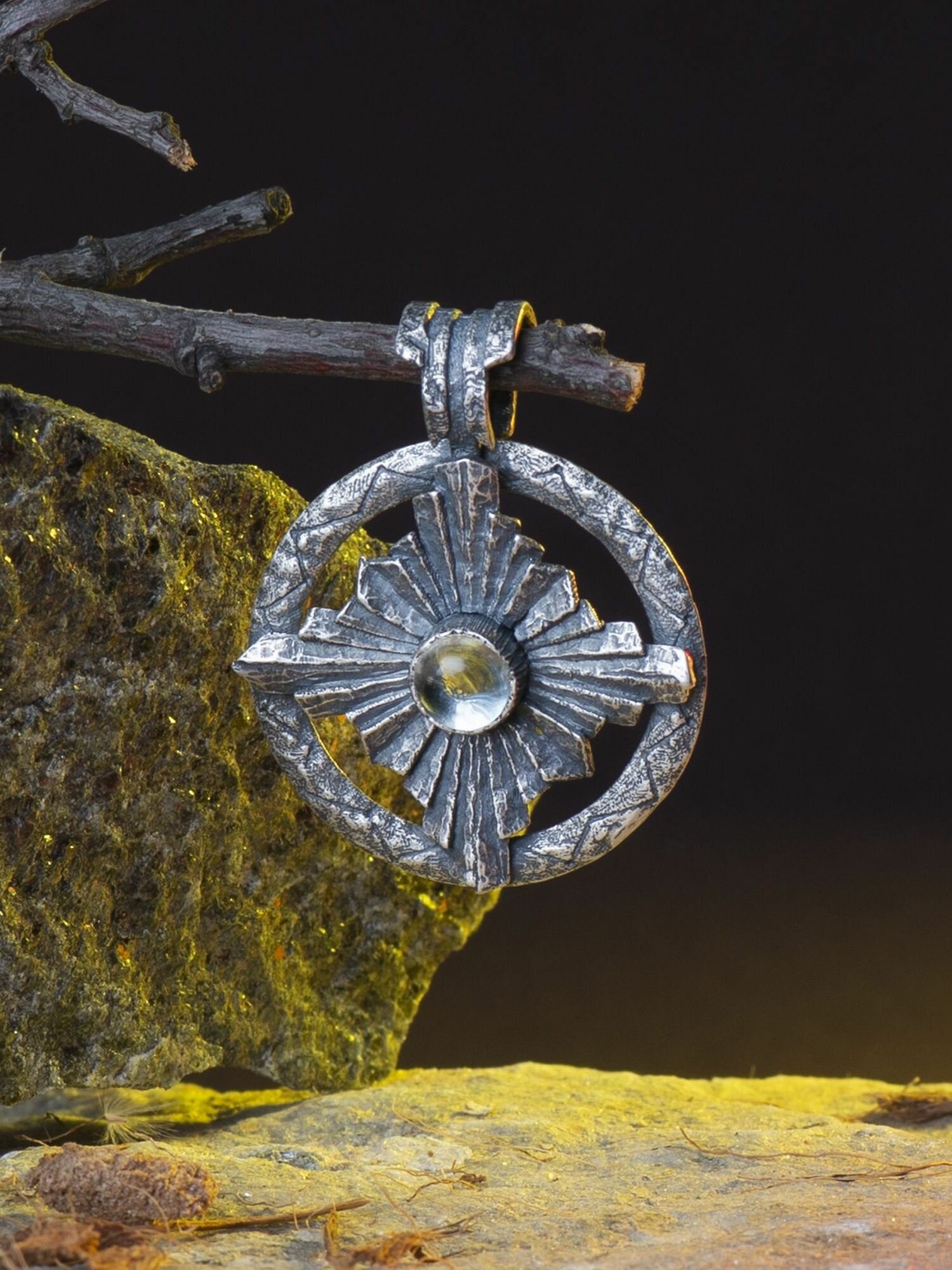 Подвеска, серебро, 925 проба, чернение, топаз