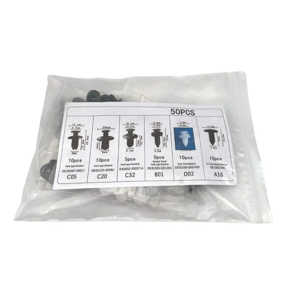 6-размерные автоматические крепежные зажимы, автомобильный фиксатор, заклепки, дверное крыло для кузова, бампера, заклепки-зажимы 50 PCS