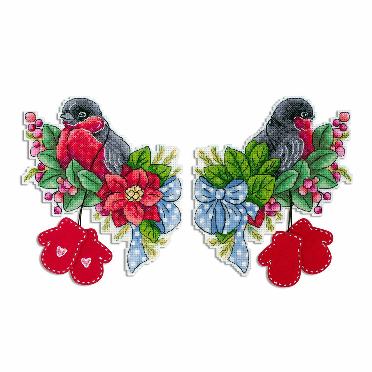 Набор для вышивания на пластиковой канве 'Красногрудый снегирь', 14*13 см, МП Студия