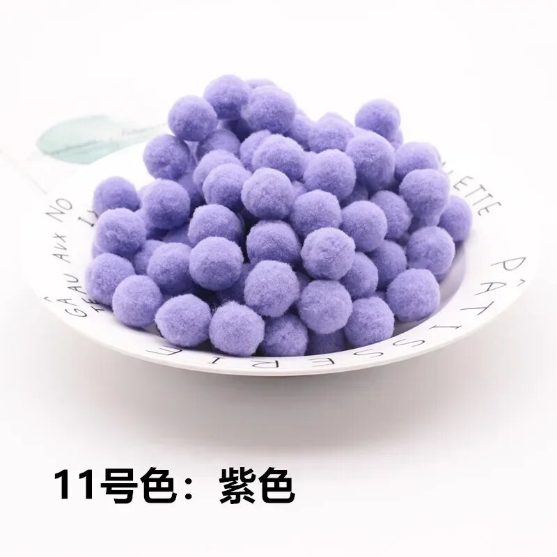 Мягкие помпоны для рукоделия, 300 штук Фиолетовый, 11 purple, 15mm 100Pcs