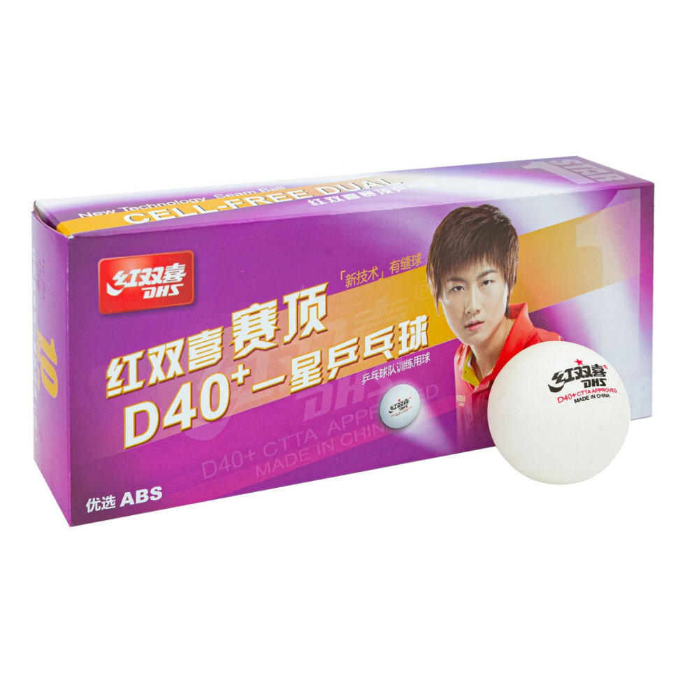 Мячи для настольного тенниса DHS 1* Dual 40+ Plastic ABS x10 White CD40C