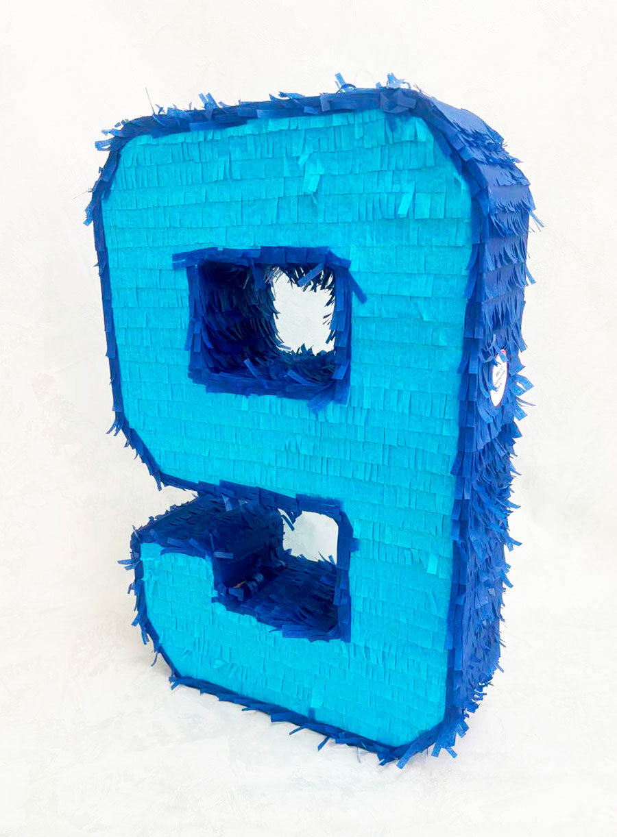 Пиньята Цифра 9, Голубой, синий без наполнения для празднования Дня Рождения