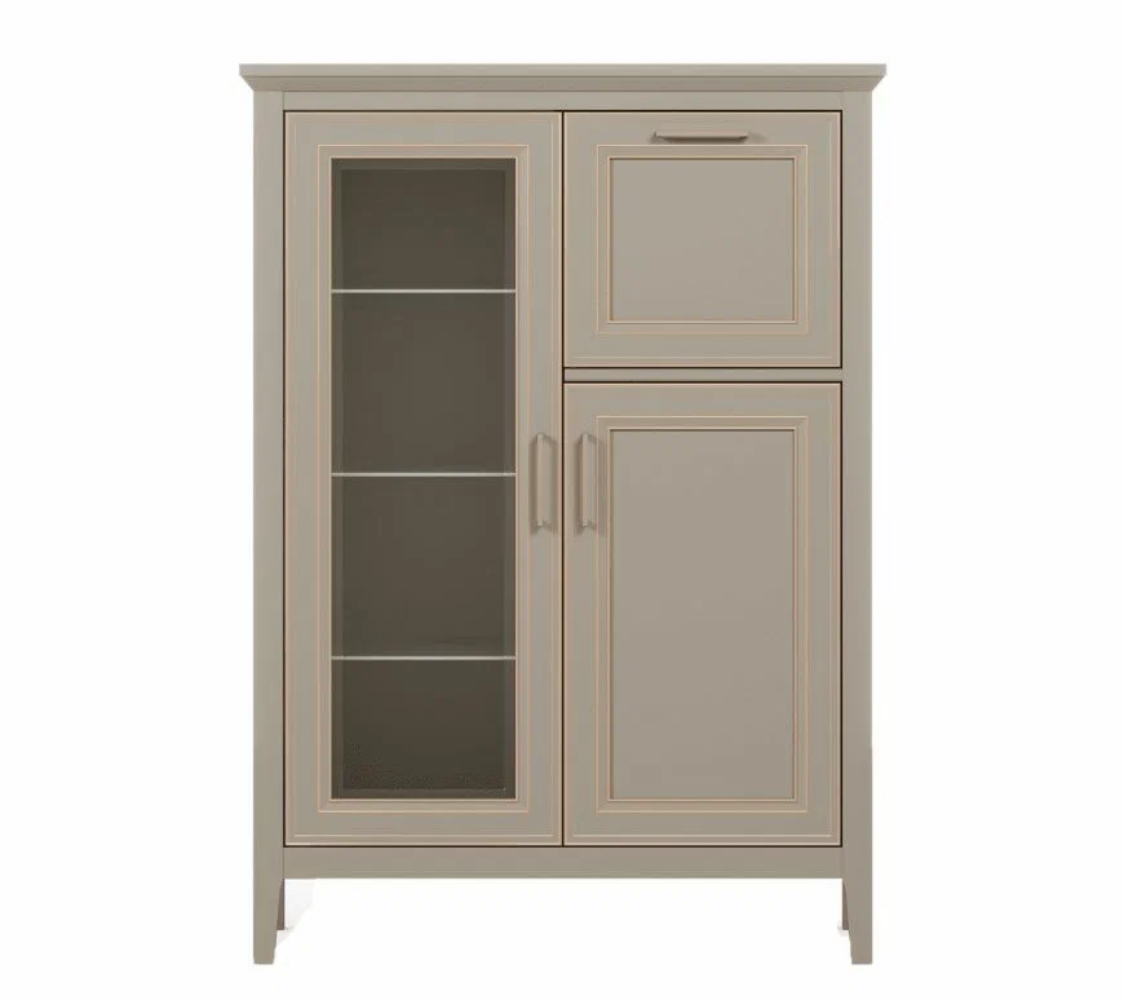 Тумба-витрина БРВ-Мебель Classic KOM1W1D1B, 133 x 40.5 x 95 см, цвет: глиняный серый