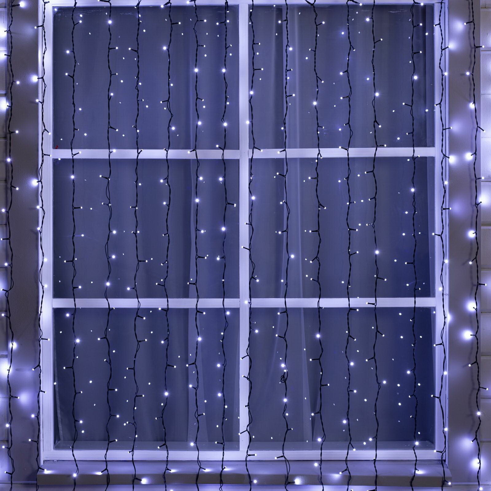 Гирлянда "Занавес" 2x3 м, IP44, УМС, тёмная нить, 760 SMD-LED, свечение белое, 220 В