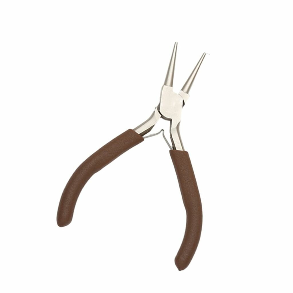(1шт) Плоскогубцы с круглым носиком ручной работы "сделай сам" с веерной ручкой кофейного цвета, длинные двойные круглые плоскогубцы