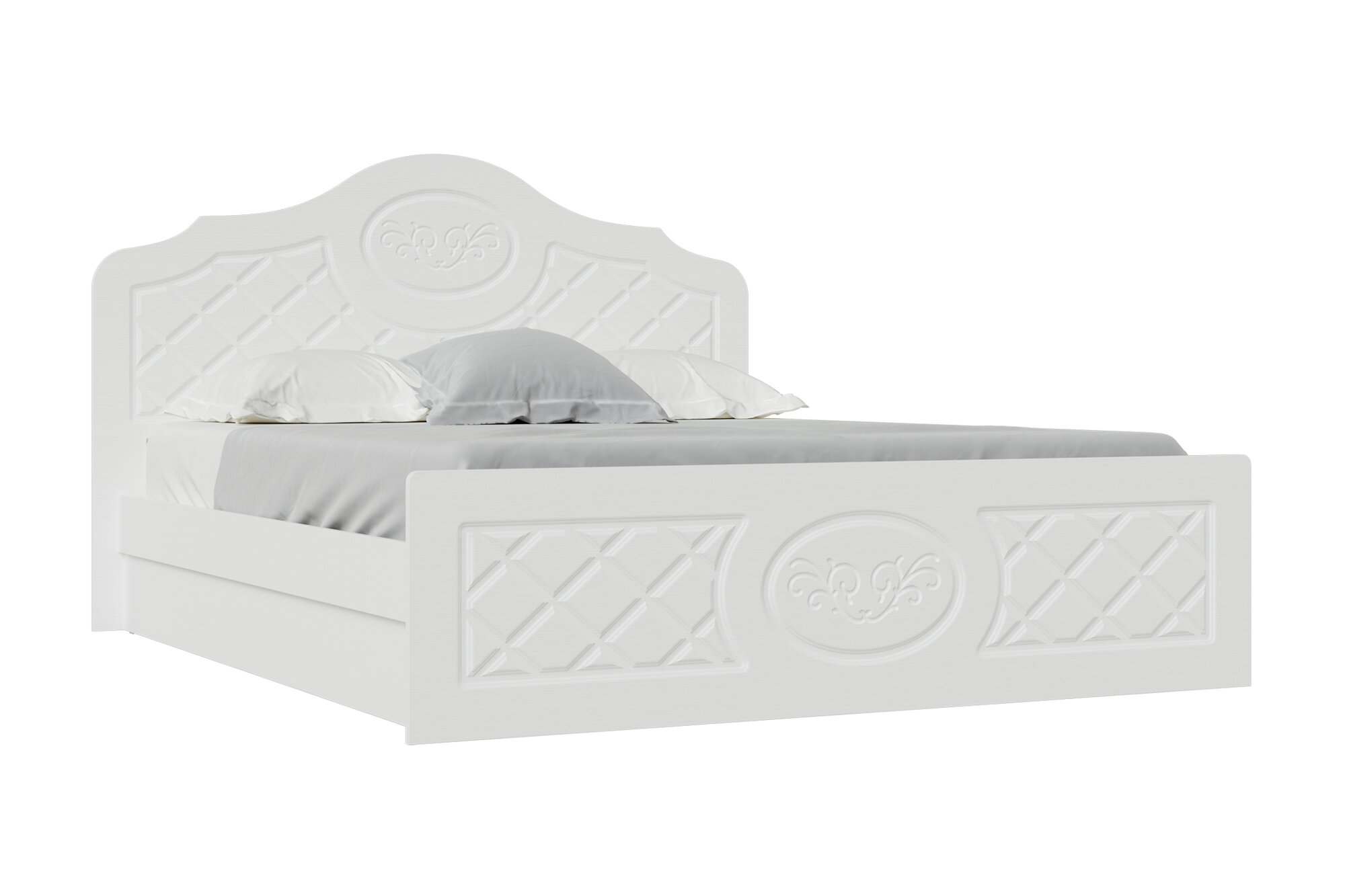 Кровать двуспальная Нонтон Престиж, 160*200 см, настил, белый