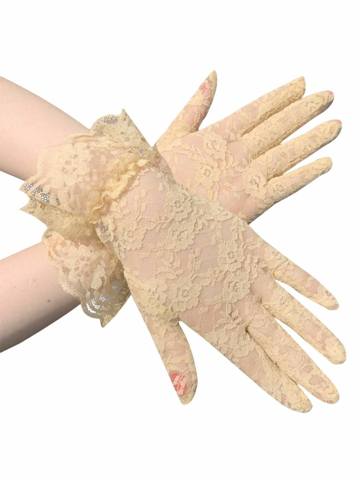 2 пары стильных длинных кружевных перчаток для свадьбы и Хэллоуина, Цвет