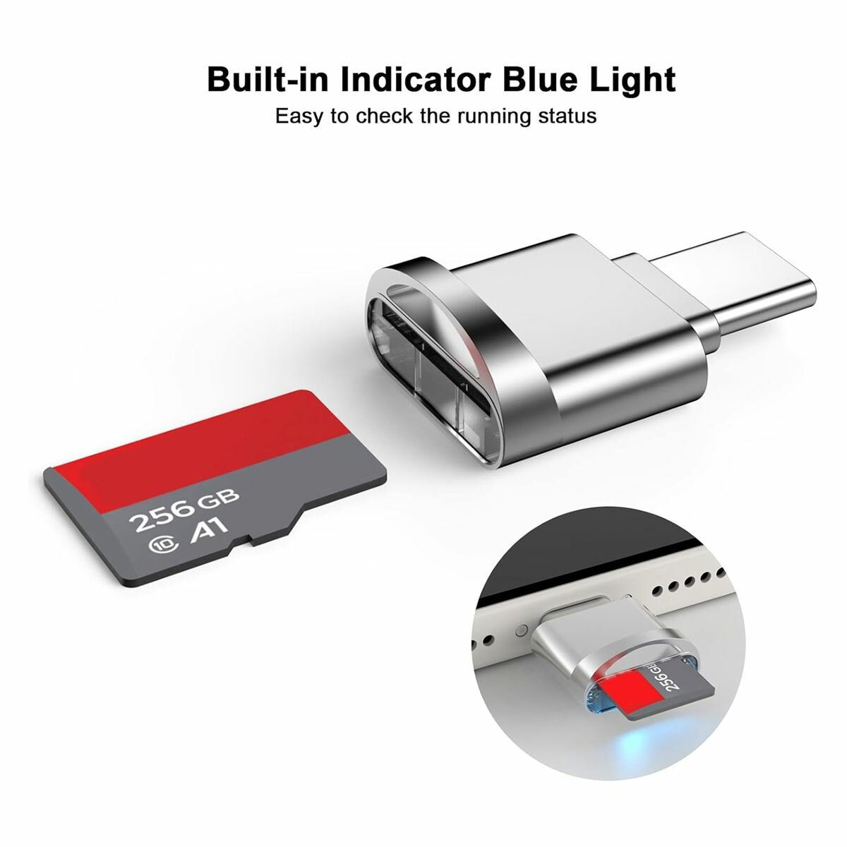 Адаптер для чтения карт Micro-SD, USB Type C - Micro-SD/TF адаптер для Type-C, B — фото 1