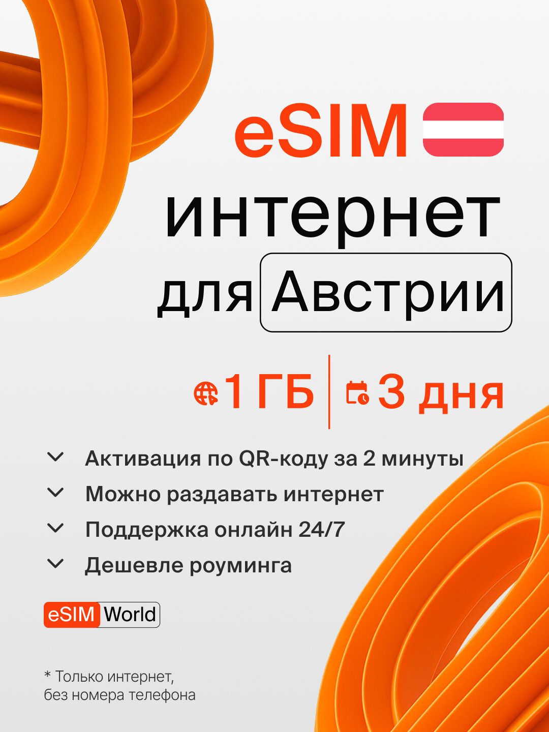 1 ГБ / 3 дня: Туристическая eSIM Австрия интернет в Вене и Зальцбурге