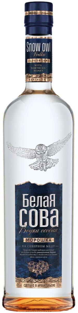 Водка "Белая Сова" Морошка на Северном Меду, 0.7 л