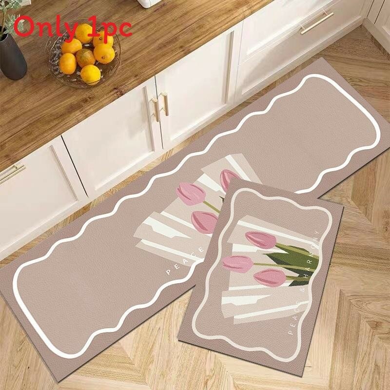 Коврик для пола tulip lavender pattern с маслостойким покрытием и антискользящим дизайном