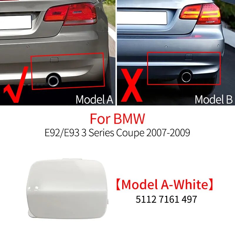 Для BMW E92 E93 Coupe задний бампер автомобиля, фаркоп, крышка, аксессуар, черный, белый, серебристый, для BMW 3 серии 320 325 328 330 2007-2012 Model A White