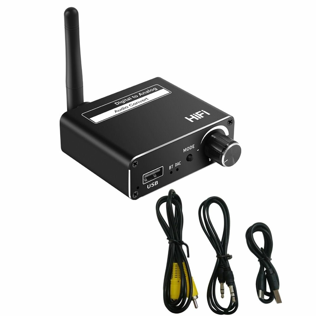 (1x) Цифро-аналоговый оптический коаксиальный преобразователь в стерео аудио